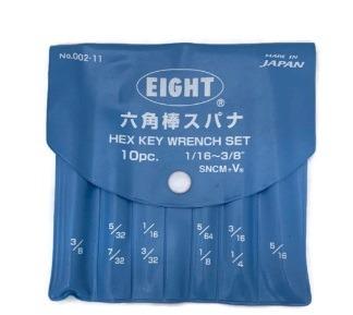 10 pc. Eight Hex Allen Key Wrench Set in Vinyl Pouch 1/16 to 3/8" 002 ...