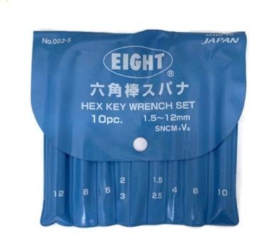 10 pc. Eight Hex Allen Key Wrench Set in Vinyl Pouch 1.5 to 12mm 002-5 ...