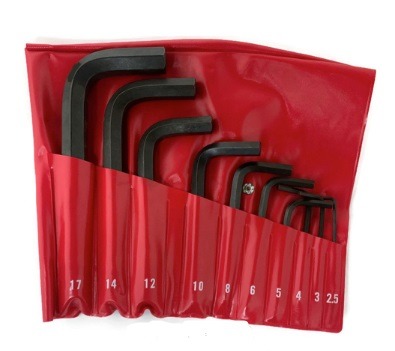 10 pc. Eight Hex Allen Key Wrench Set in Vinyl Pouch 2.5 to 17mm 012-3 ...