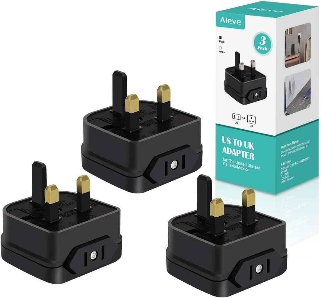 [2013] US to UK Plug Adapter,AIEVE 2 Pin USA to 3 Pin UK Plug Adaptor ...