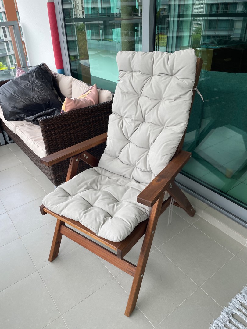 2x Ikea teak foldable and reclining chair, Furniture & Home Living ...
