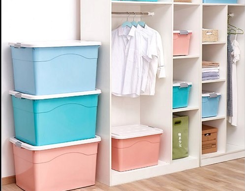 40L 70L 100L Storage Box stackable wheels Movable home Organizer Box ...