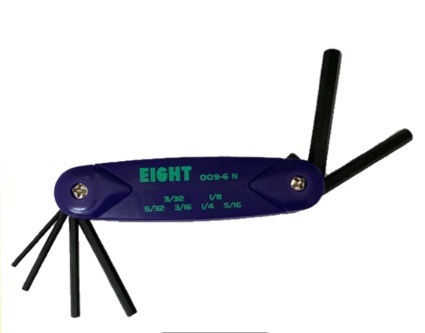 6 pc. Eight Hex Allen Key Wrench Set in Folding Case 1/16" to 7/32" 009 ...