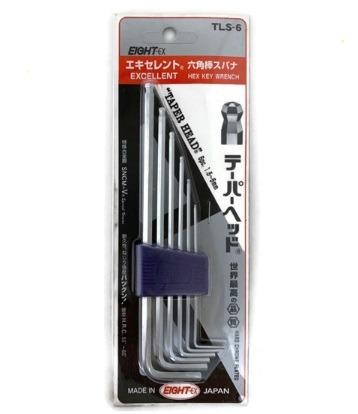 6pc. Eight Extra Heavy Duty Long Arm Taper Head Hex Allen Key Wrench Set in Plastic Caddy 1.5 to ...