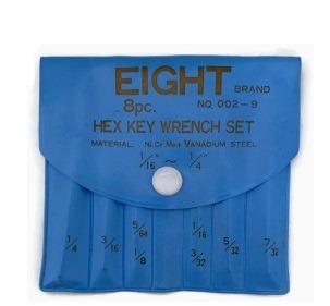 8 pc. Eight Hex Allen Key Wrench Set in Vinyl Pouch 1/16 to 1/4" 002-9 ...