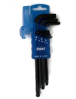 9pc. Eight Long Arm Ball Point Hex Allen Key Wrench Set in Full Plastic ...