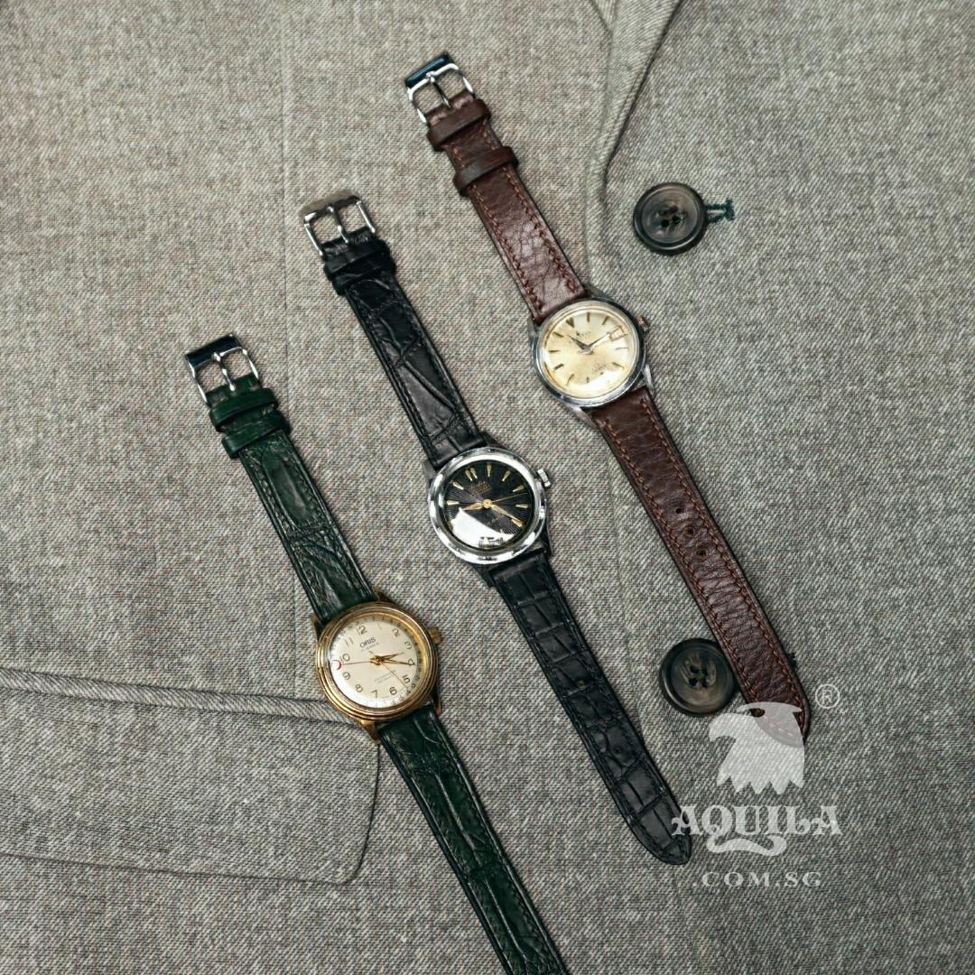 Aquila crocodile leather watch strap, Men's Fashion, Watches ...