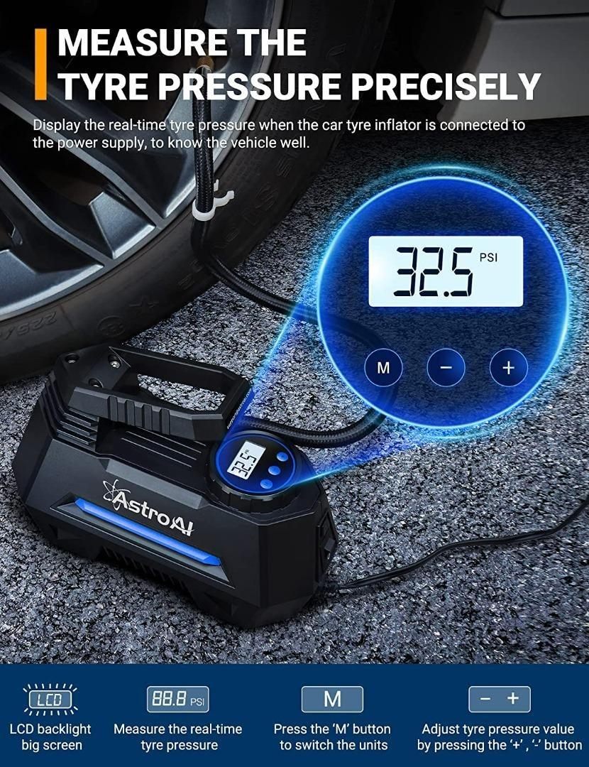 AstroAI Air Compressor Tire Inflator Portable Air Pump for Car Tires 12V DC Auto Tire Pump with ...