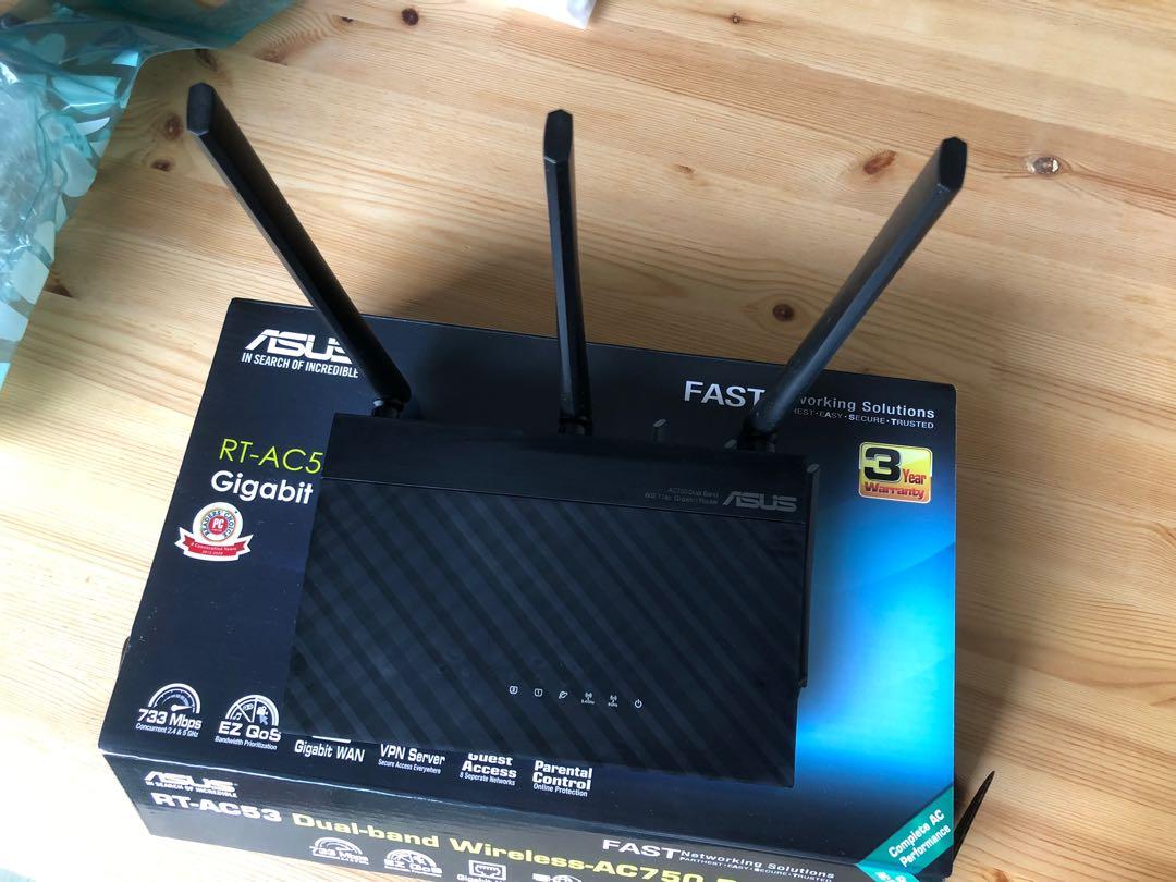 ASUS RT-AC53 wireless-ac750 router, 電腦＆科技, 電腦周邊及配件, Wifi及上網相關產品 - Carousell