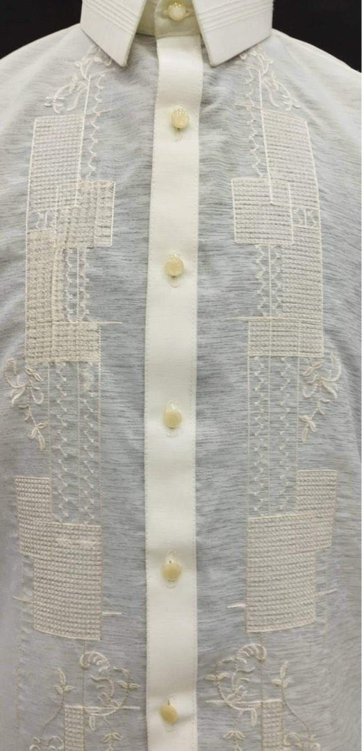 Barong Tagalog Full Button Off White, Men's Fashion, Tops & Sets ...