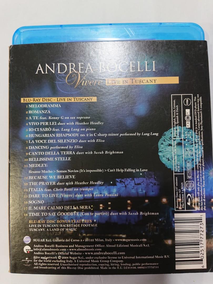 Bd Abdrea Bocelli Vivere live in Tuscay, 興趣及遊戲, 音樂、樂器 & 配件, 音樂與媒體 - CD ...