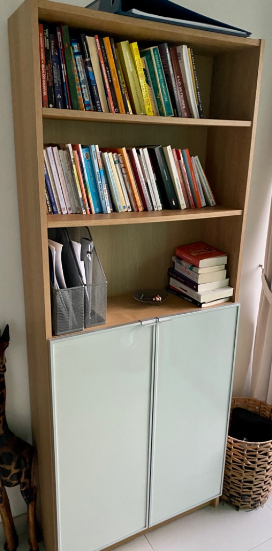 Book shelf 2100x1200x350mm with double doors gloss white, Furniture ...
