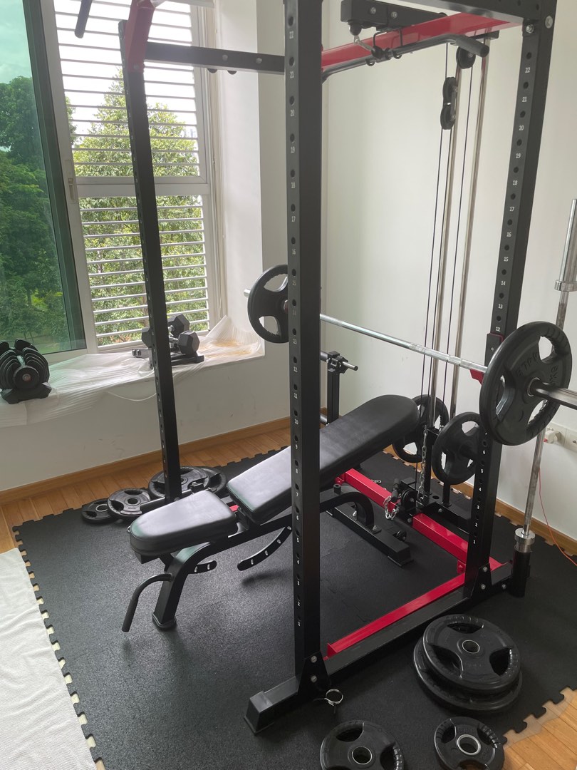 Full home cage rack gym, all accessories included, Sports Equipment ...