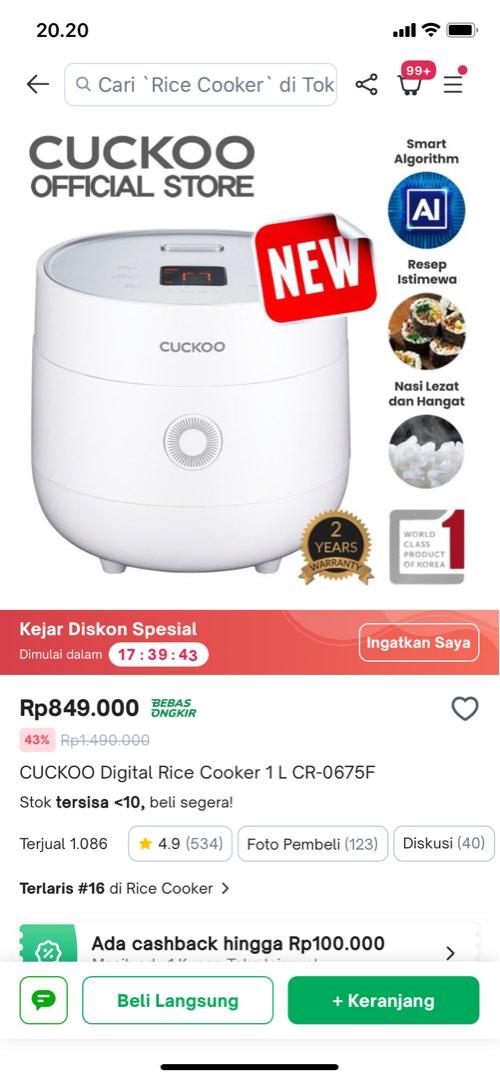 Cuckoo digital rice cooker magic com korea smart penanak nasi 1 liter, Kitchen & Appliances di ...