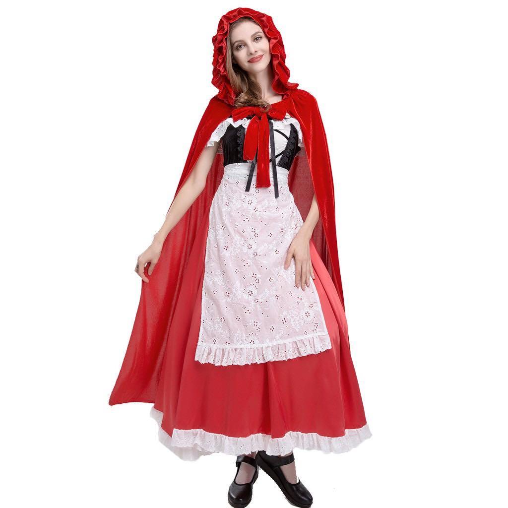 Halloween Cosplay Little Red Riding Hood Dress Set Adult, Women's ...