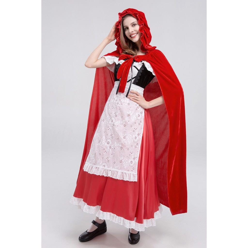 Halloween Cosplay Little Red Riding Hood Dress Set Adult, Women's ...