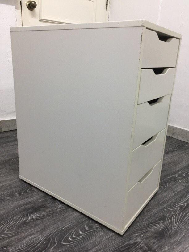 Ikea Alex 5drawers white cabinet about 60cm depth x 70cm height x30cm ...