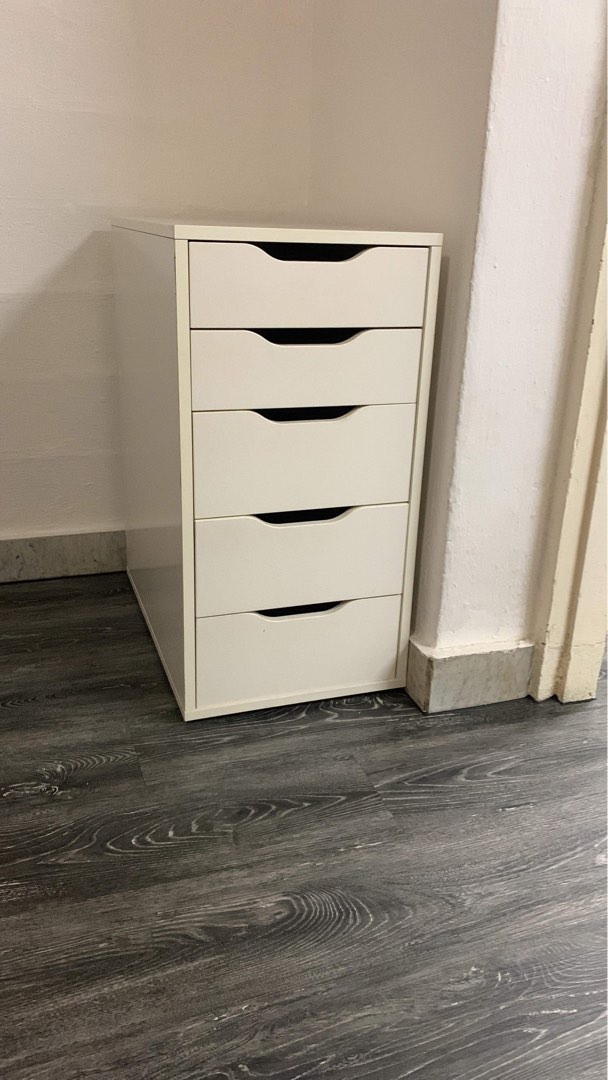 Ikea Alex 5drawers white cabinet about 60cm depth x 70cm height x30cm ...