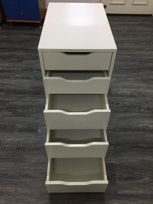Ikea Alex 5drawers white cabinet about 60cm depth x 70cm height x30cm ...