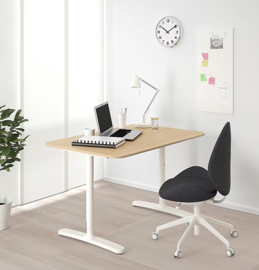 Ikea BEKANT Desk, white stained oak veneer/white, 120x80 cm, Furniture ...