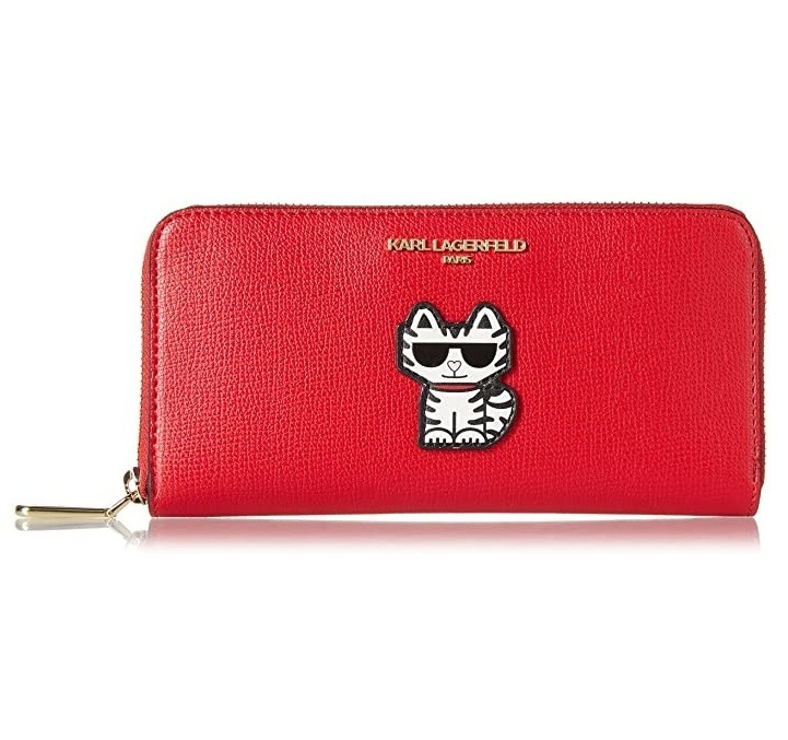 (INSTOCK) Karl Lagerfeld Choupette Red Zip Around Long Wallet, Luxury ...