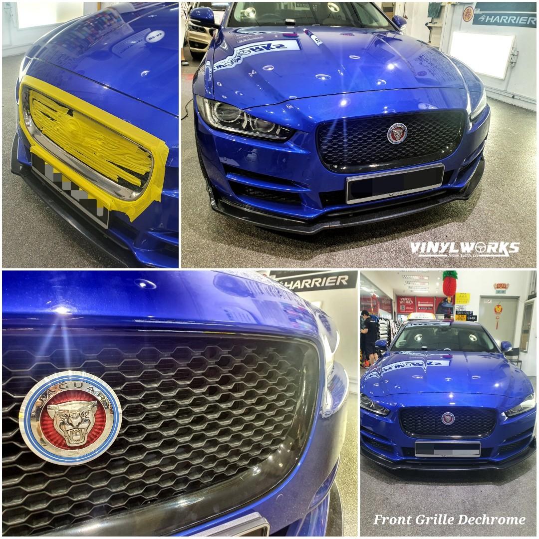 Jaguar Front Grille Dechrome by wrap Gloss Black Vinyl Sticker, Car ...
