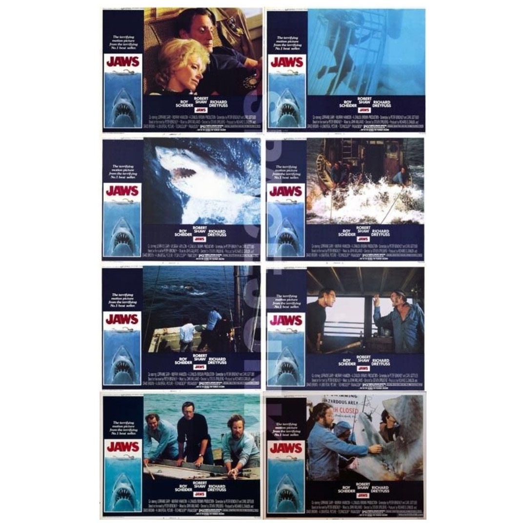 JAWS (1975) HUGE LOBBY CARDS (11X14 INCHES) SET OF 8 CLEARANCE, Hobbies ...