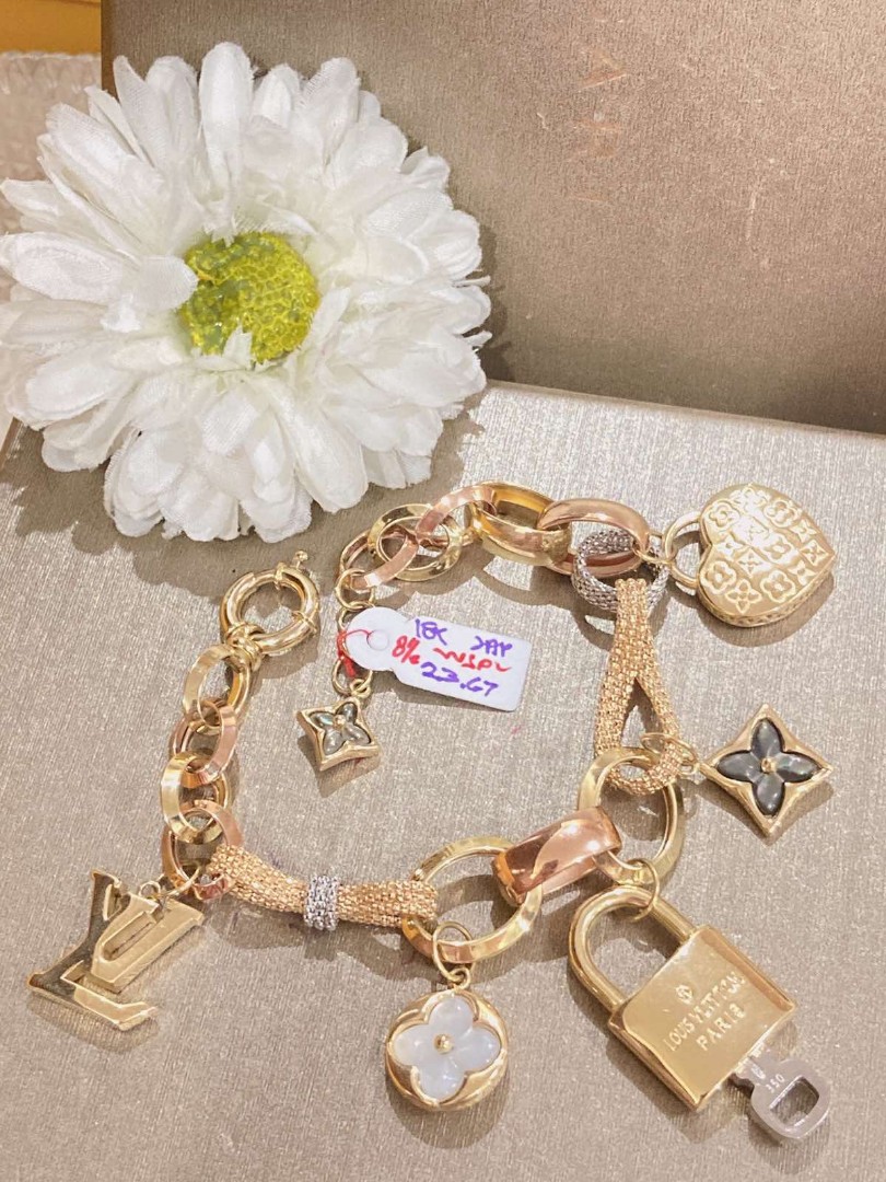 LV Charm Bracelet 18k Gold, Women's Fashion, Jewelry & Organizers ...