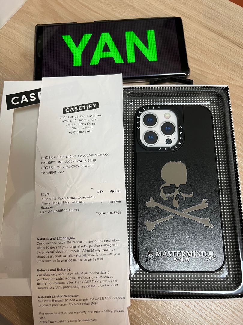 Mastermind japan x casetify iphone 13 pro case mirror black, 手提電話, 電話 ...