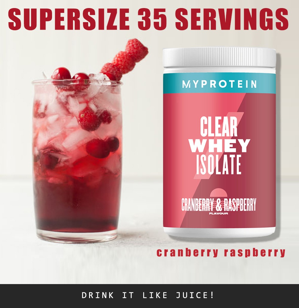 Myprotein Clear Whey Cranberry and Raspberry 1 Bottle 35 Servings ...