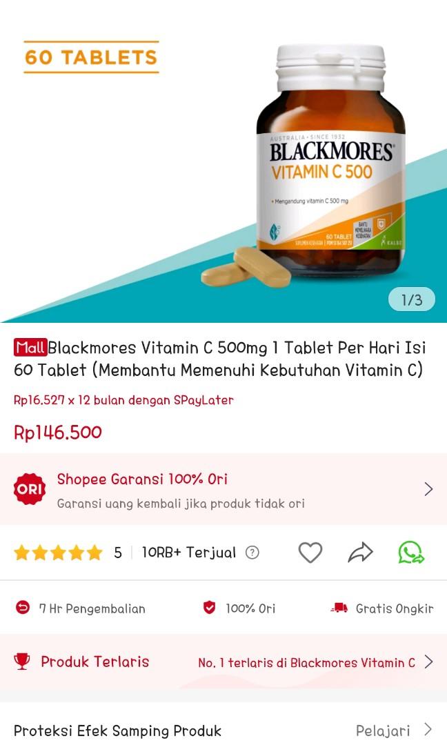 NEW ORI Blackmores Vit C 500, Kesehatan & Kecantikan, Parfum, Kuku & Lainnya di Carousell