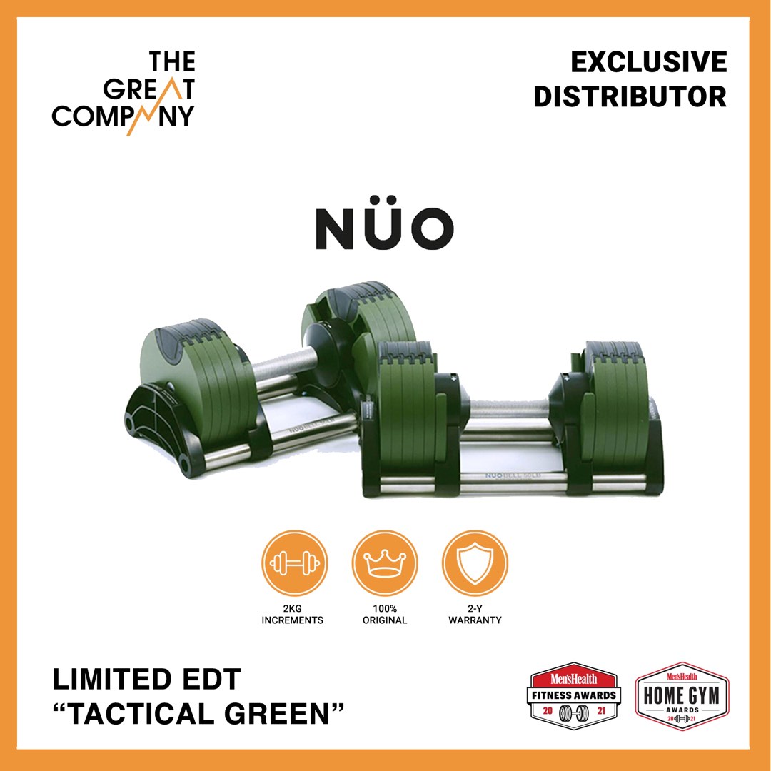 NUOBELL ADJUSTABLE DUMBBELLS 20/32/36kg “TACTICAL GREEN” EDITION ...
