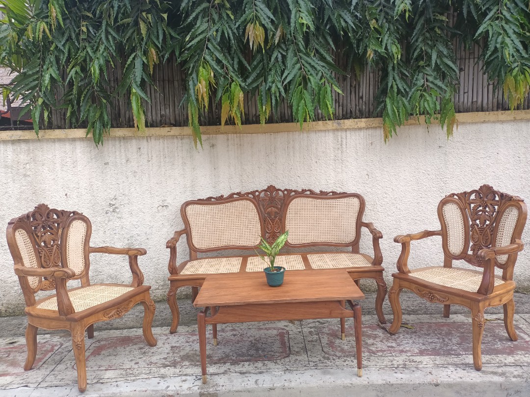 Old Victorian Narra Sala Set with Solihiya, Furniture & Home Living ...