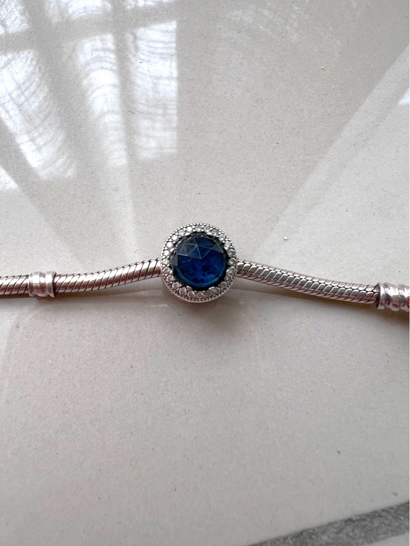 Pandora Navy stone charm, Women's Fashion, Jewelry & Organisers, Charms ...
