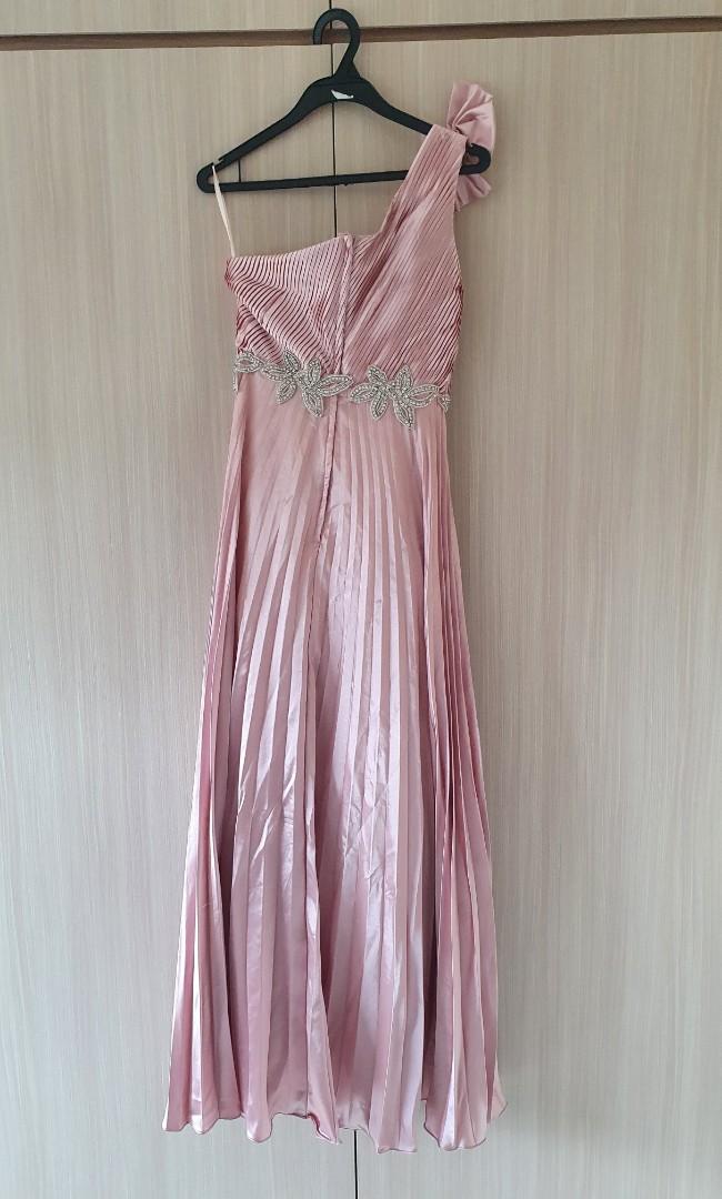 Pink Satin Toga dress, Women's Fashion, Dresses & Sets, Evening dresses ...