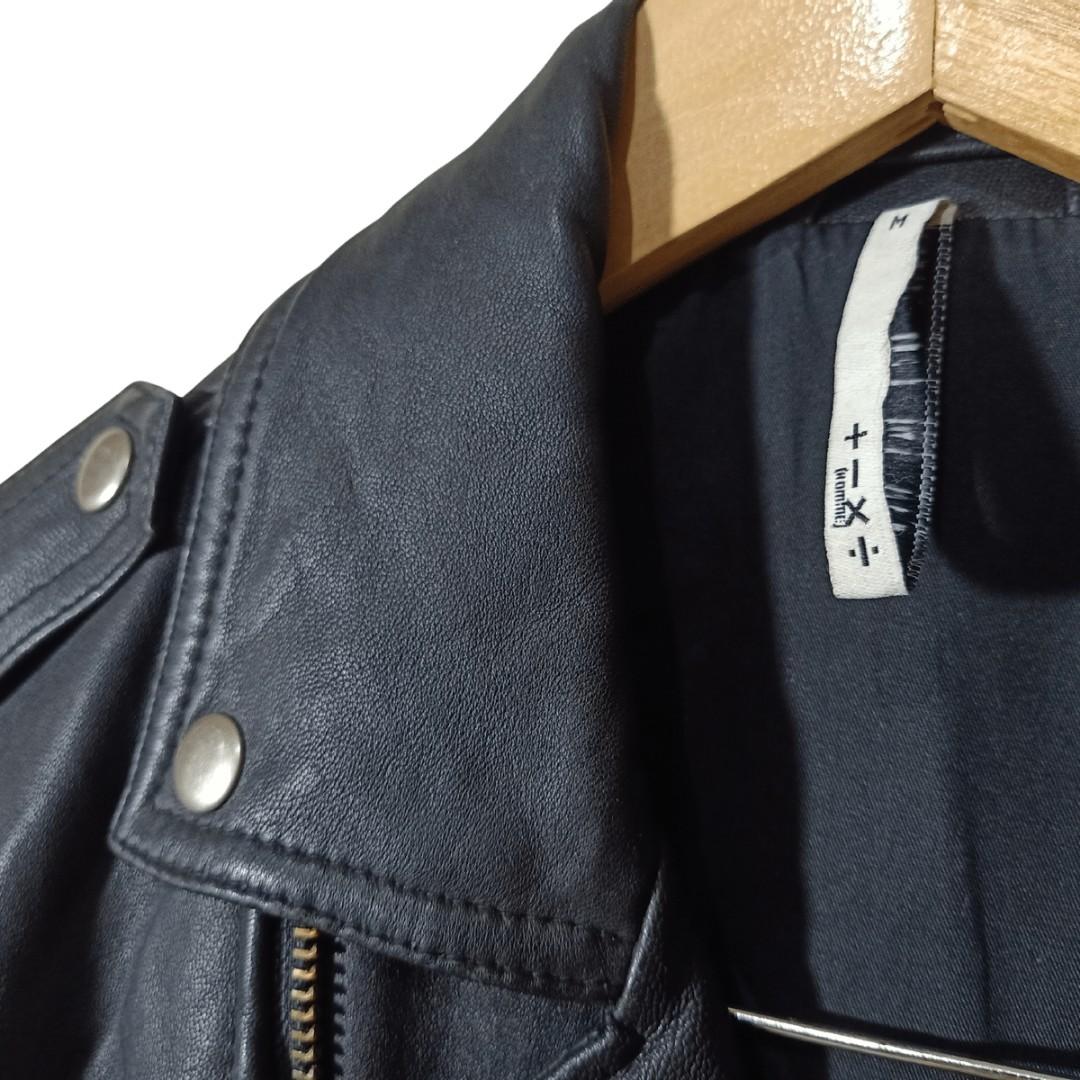 Plus Minus Times Divide Leather Biker Jacket (Black) - 25 L 19 W, Men's ...