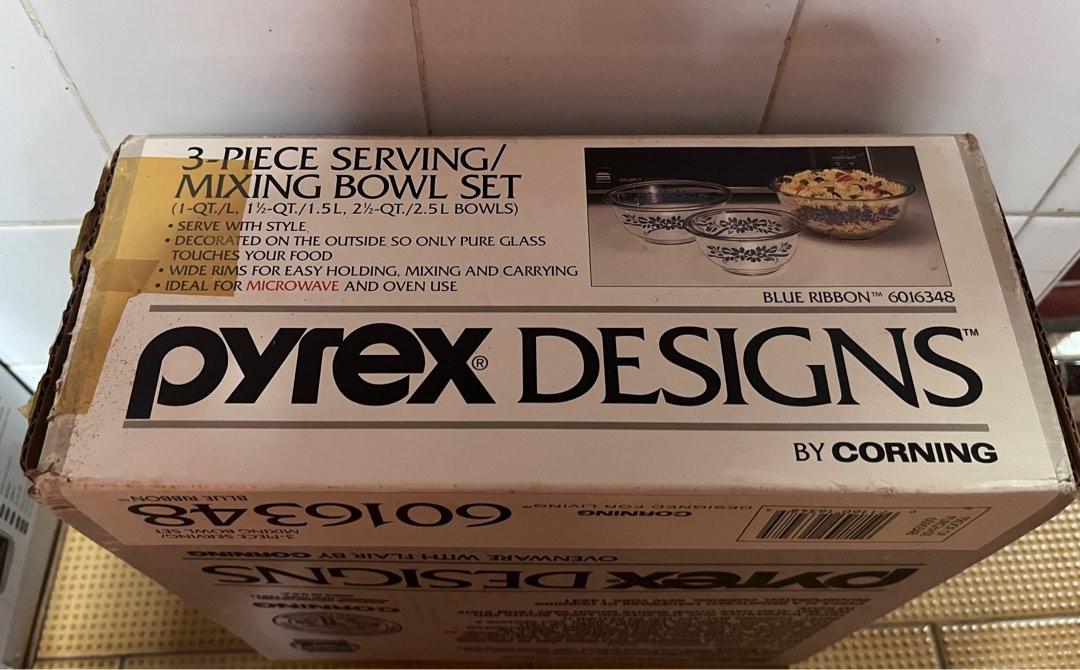 PYREX 3-PIECE SERVING/MIXING BOWL SET, Furniture & Home Living ...
