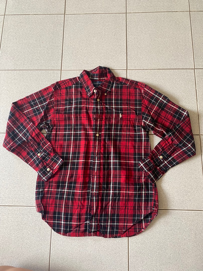 Ralph Lauren red plaid polo, Men's Fashion, Tops & Sets, Tshirts & Polo ...