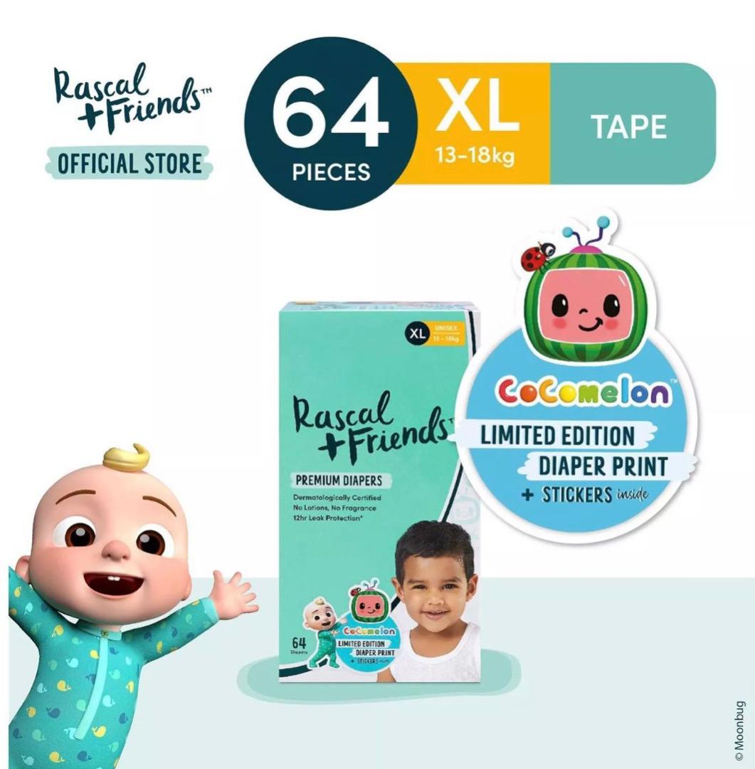 Rascal + Friends Cocomelon Tape Diapers XL, Babies & Kids, Bathing ...