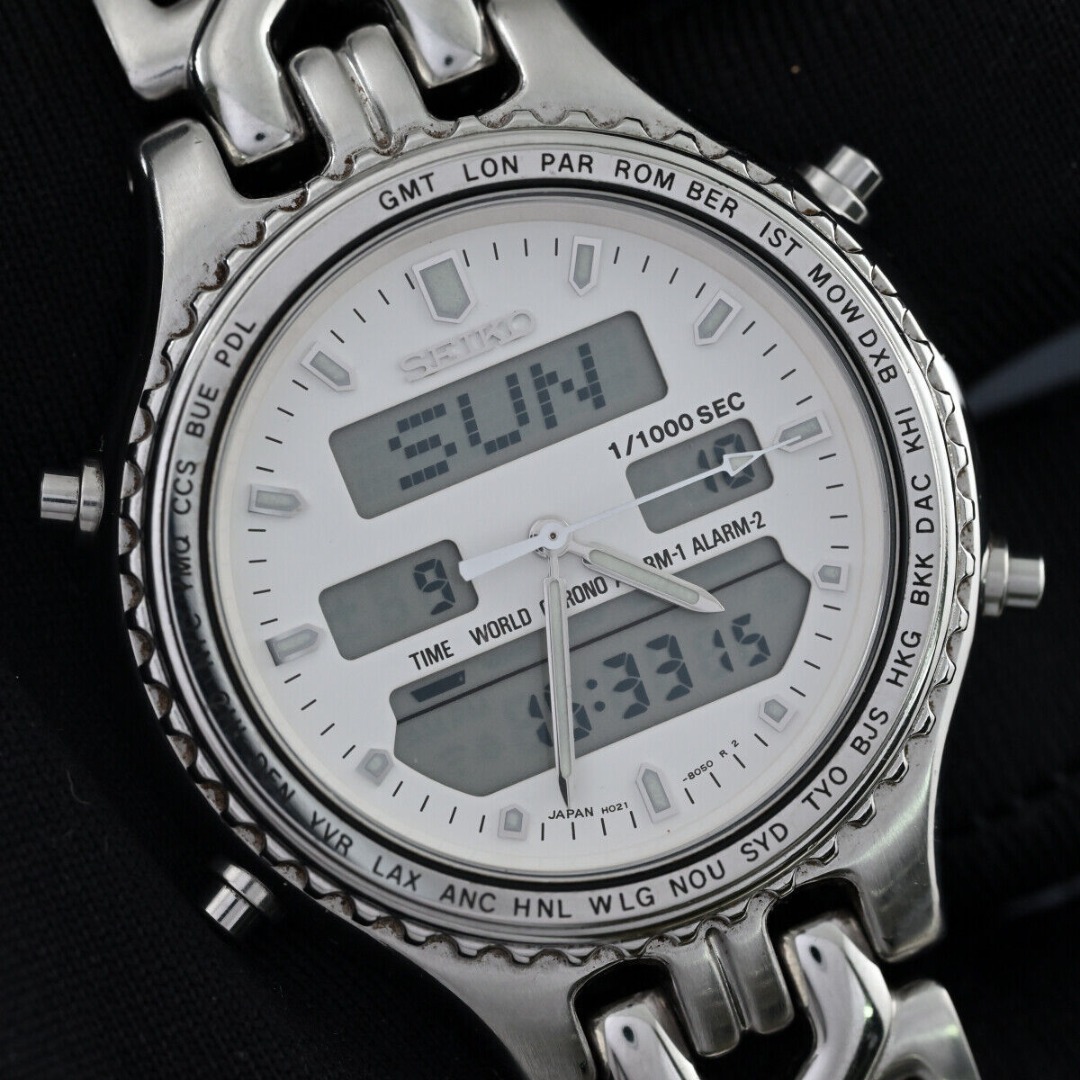 [SEIKO] Seiko World Time Alarm Chronograph H021-8050 operation goods ...