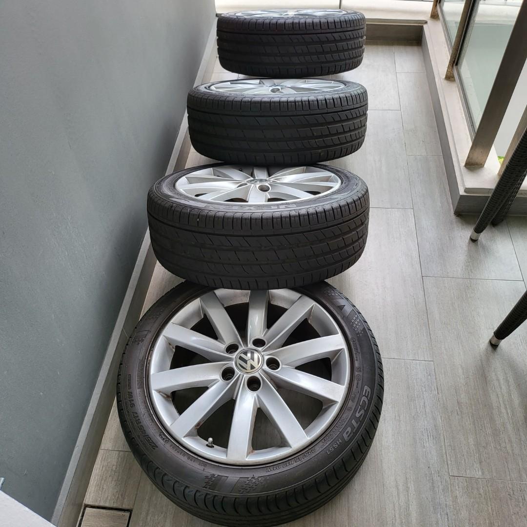 Set of Used Original Volkswagen 17 inch rims with Tyres (3 x Nexen and ...