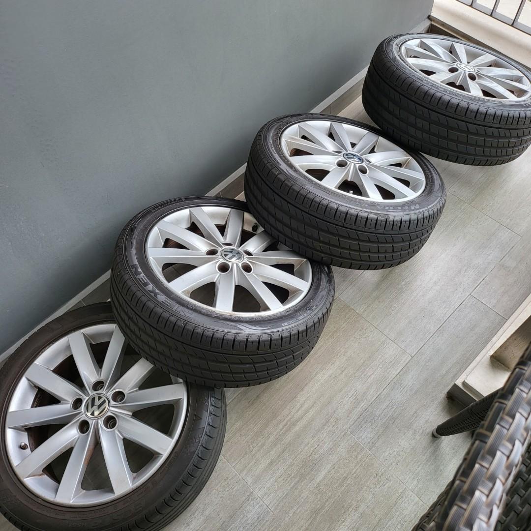 Set of Used Original Volkswagen 17 inch rims with Tyres (3 x Nexen and ...
