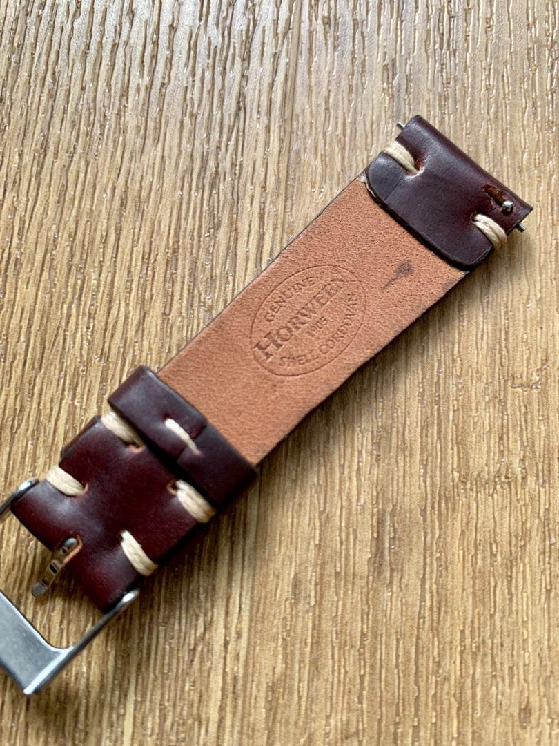 Oxblood Horween Shell Cordovan Watch Strap (20mm), Men's Fashion ...