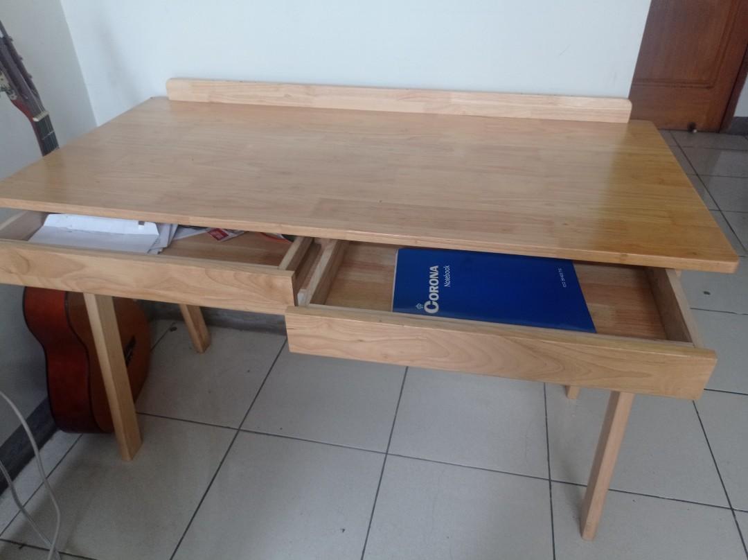 Solid Wood Computer Table Study Desk Home Office Desktop Working Table ...