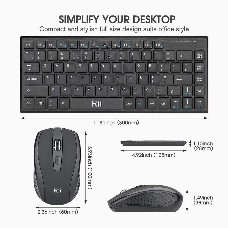 (SPECIAL SALE) Rii RK700 2.4Ghz Wireless Keyboard Mouse Combo UK Layout ...