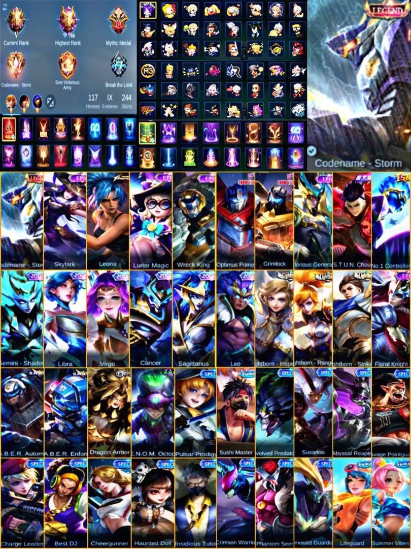 Stacked Legend Saber x Skylark Fanny Mobile Legends Account (Many ...