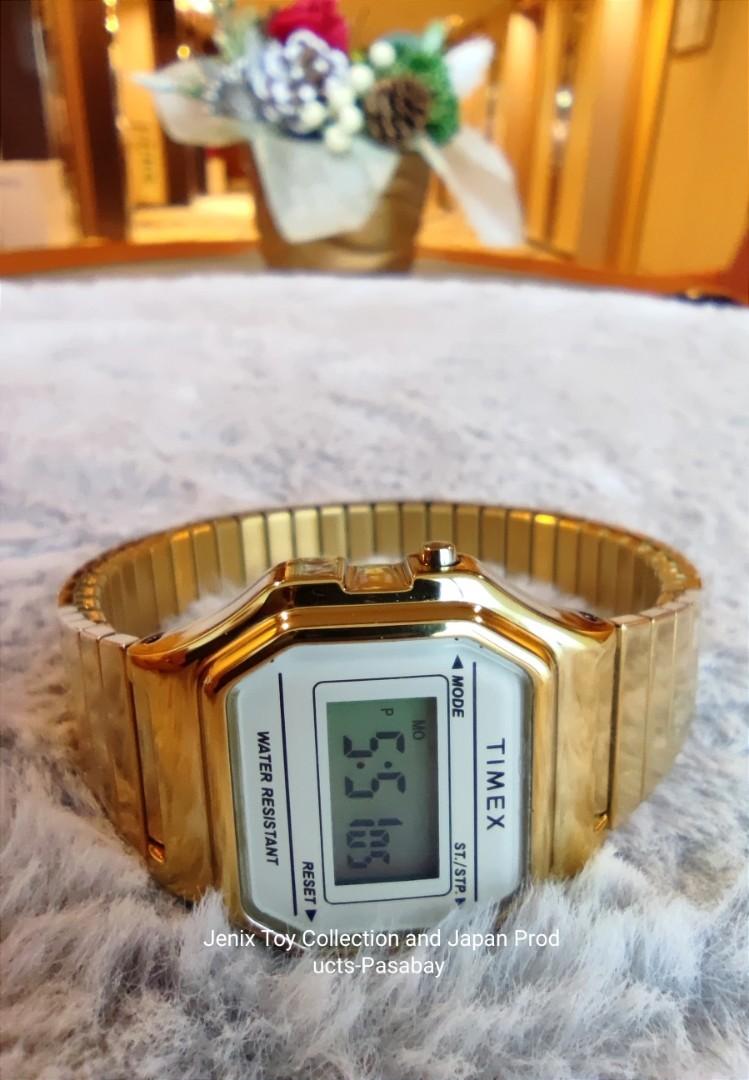 Timex Classic Digital Gold Tone Stainless Steel Expanded Band Watch ...