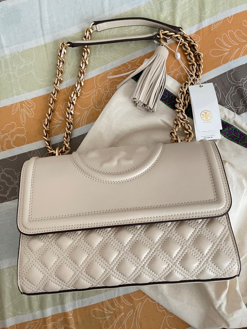 RUSH: Tory Burch Fleming Chain Bag Large in New Cream w/ receipt, Women ...