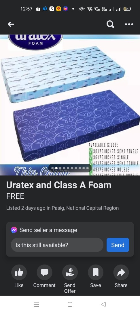 Uratex foam semidouble, Furniture & Home Living, Bedding & Towels on ...