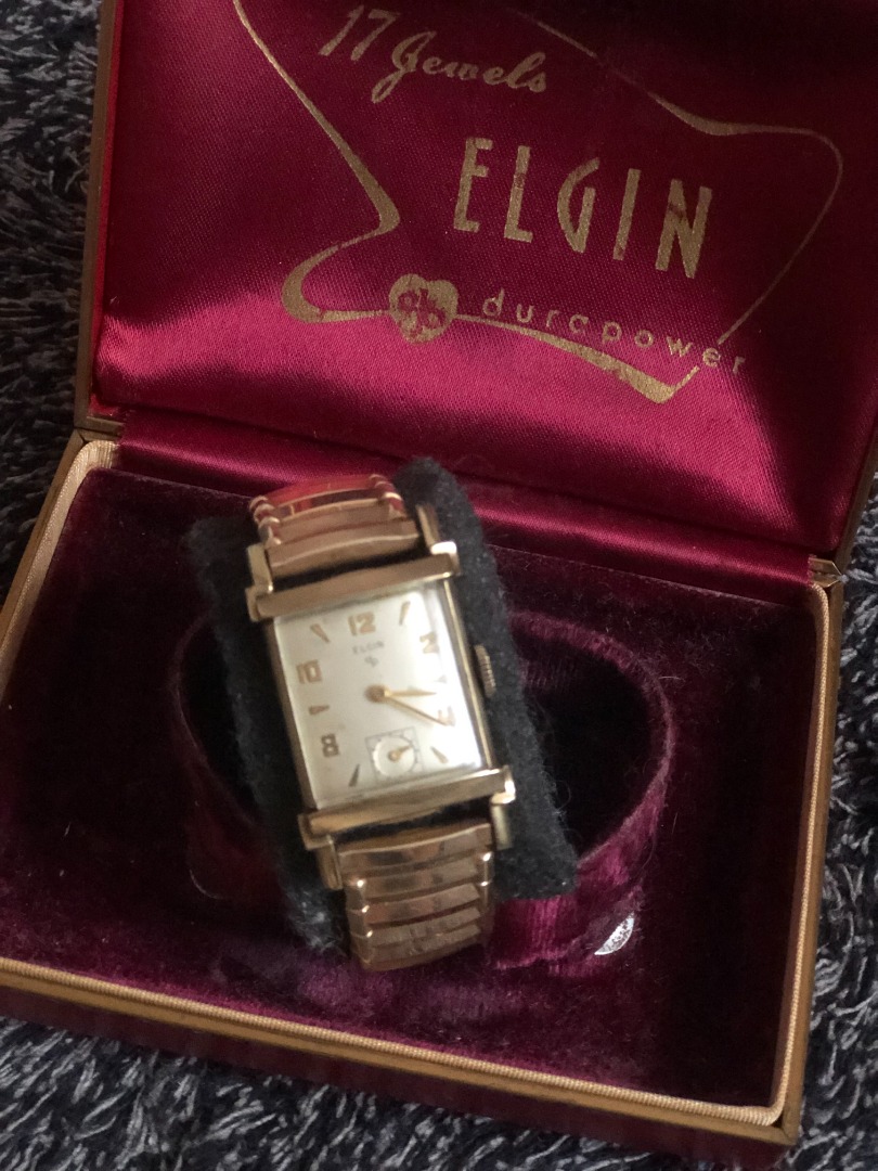 Vintage 1050s Elgin 10K Gold Filled RGP 17 Jewels Watch with Original ...